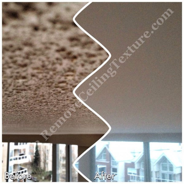 Popcorn ceilings damaged by fire and smoke